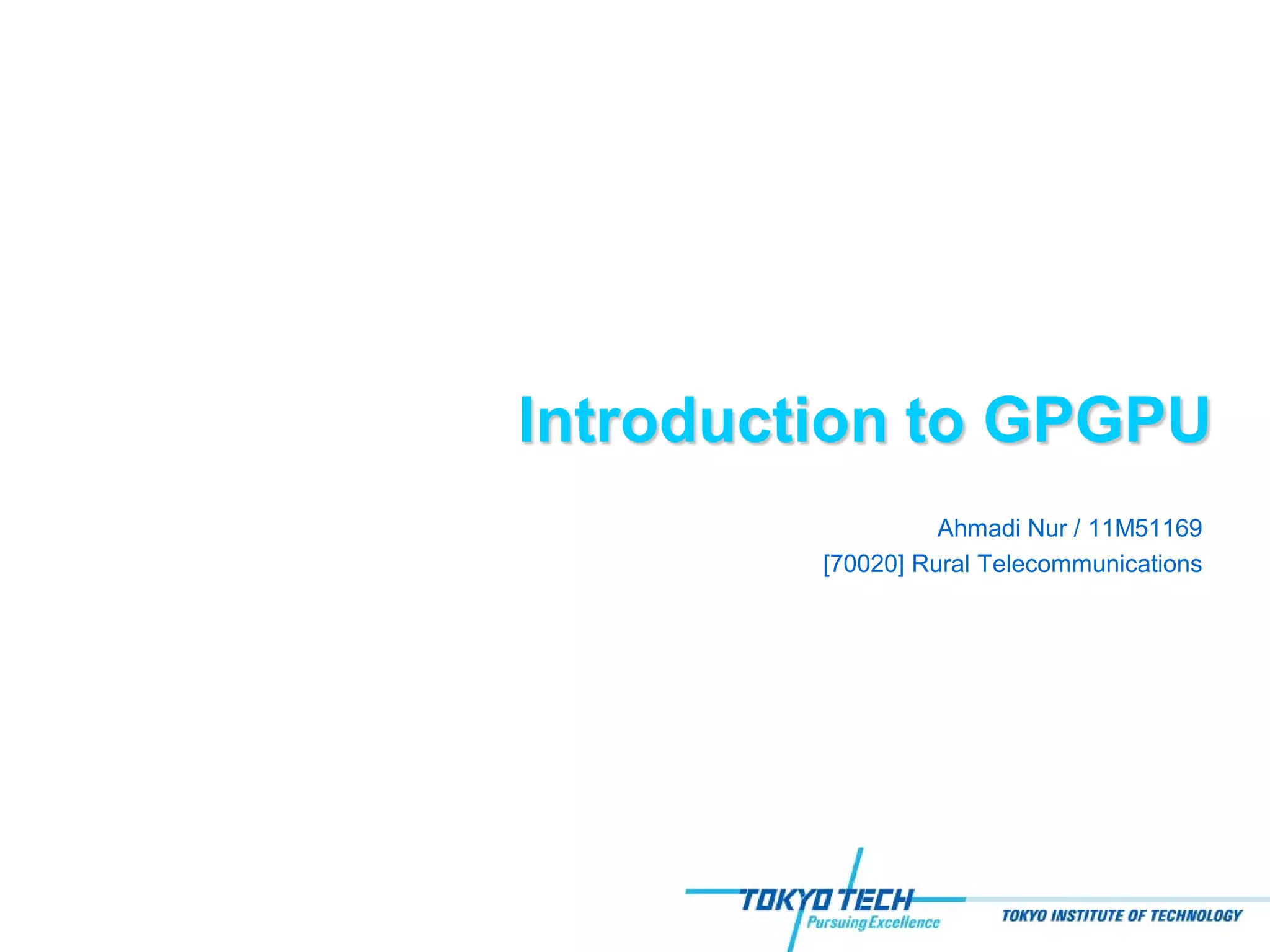 E-Learning: Introduction to GPGPU | PPT