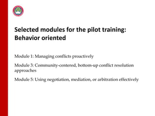 E-learning project: Conflict management for government officials in the ...