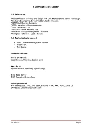 E learning resource Locator Project Report (J2EE) | PDF