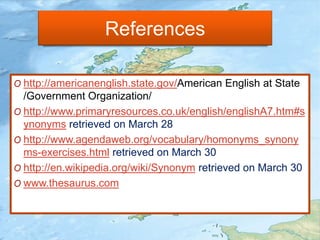 E lesson synonyms | PPTX