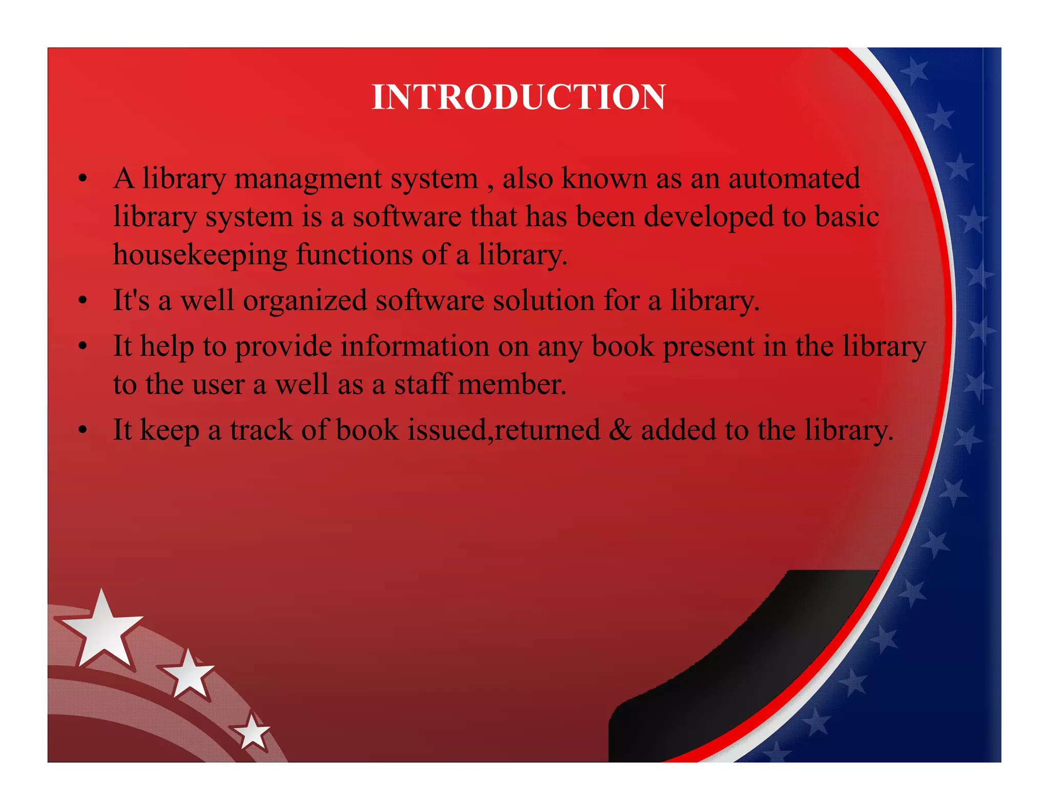 E library mangment system presentation | PDF