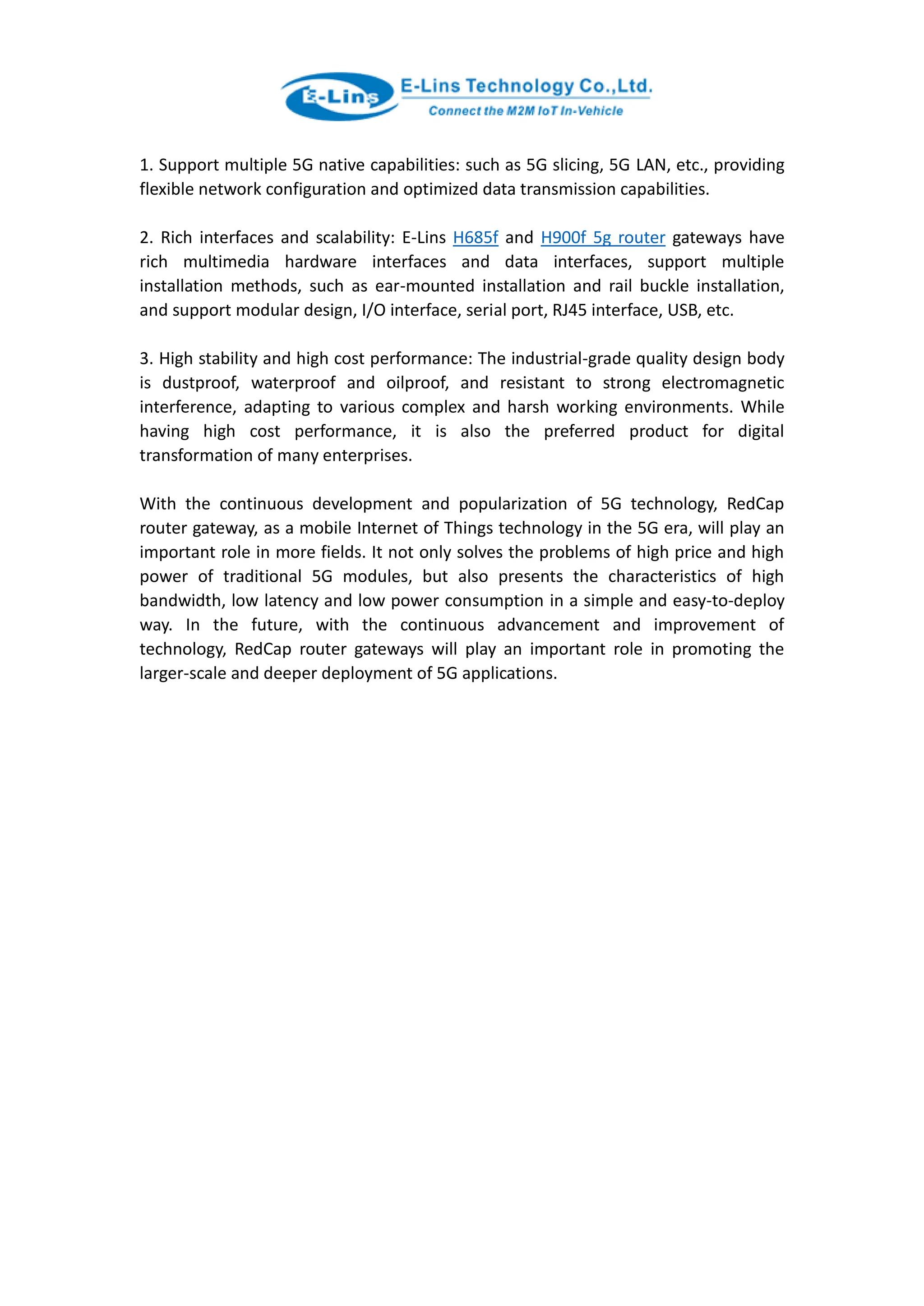 E-Lins redcap 5G industrial router helps you travel light.pdf ...