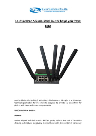 E-Lins redcap 5G industrial router helps you travel light.pdf ...