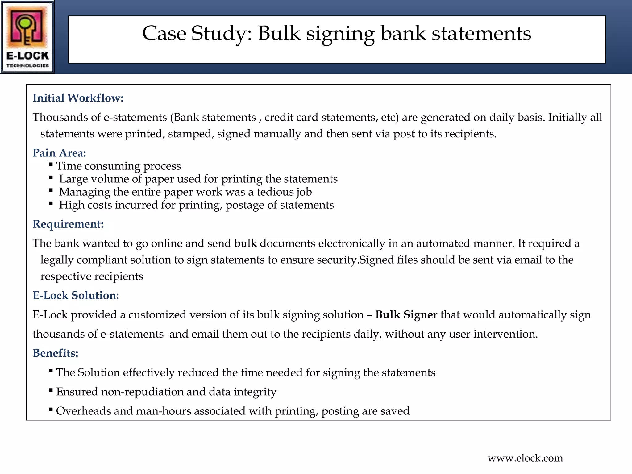 E-Lock digital signature solutions | PPT