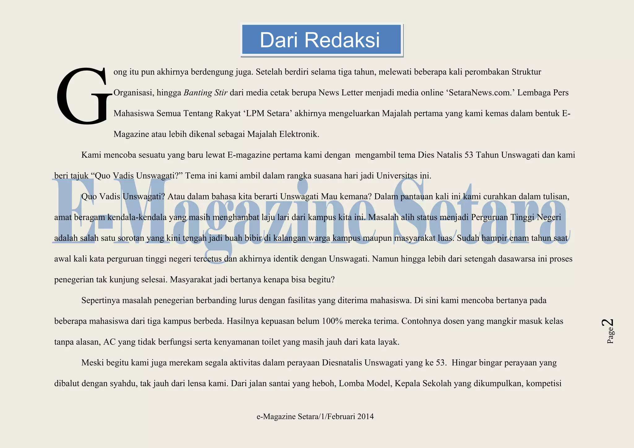 E magazine setara news edisi i | PDF