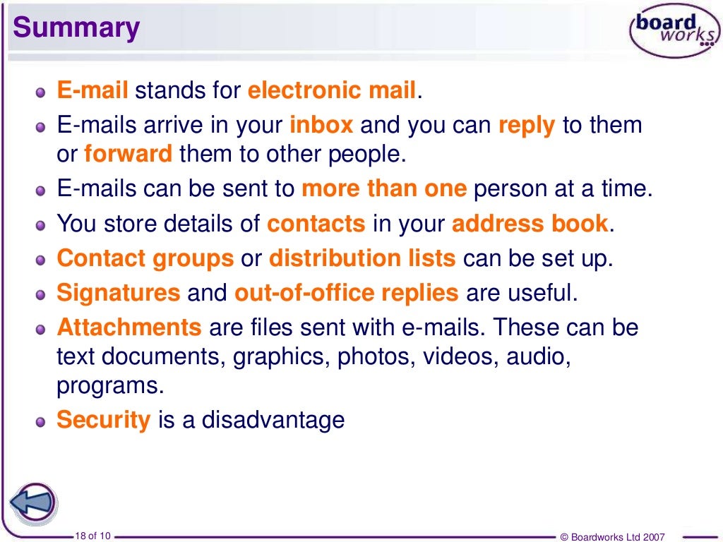 E mail features