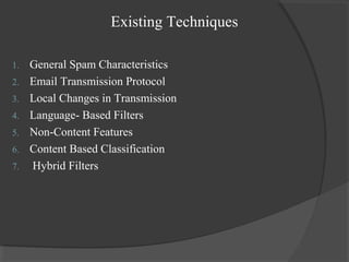 E mail image spam filtering techniques | PPT