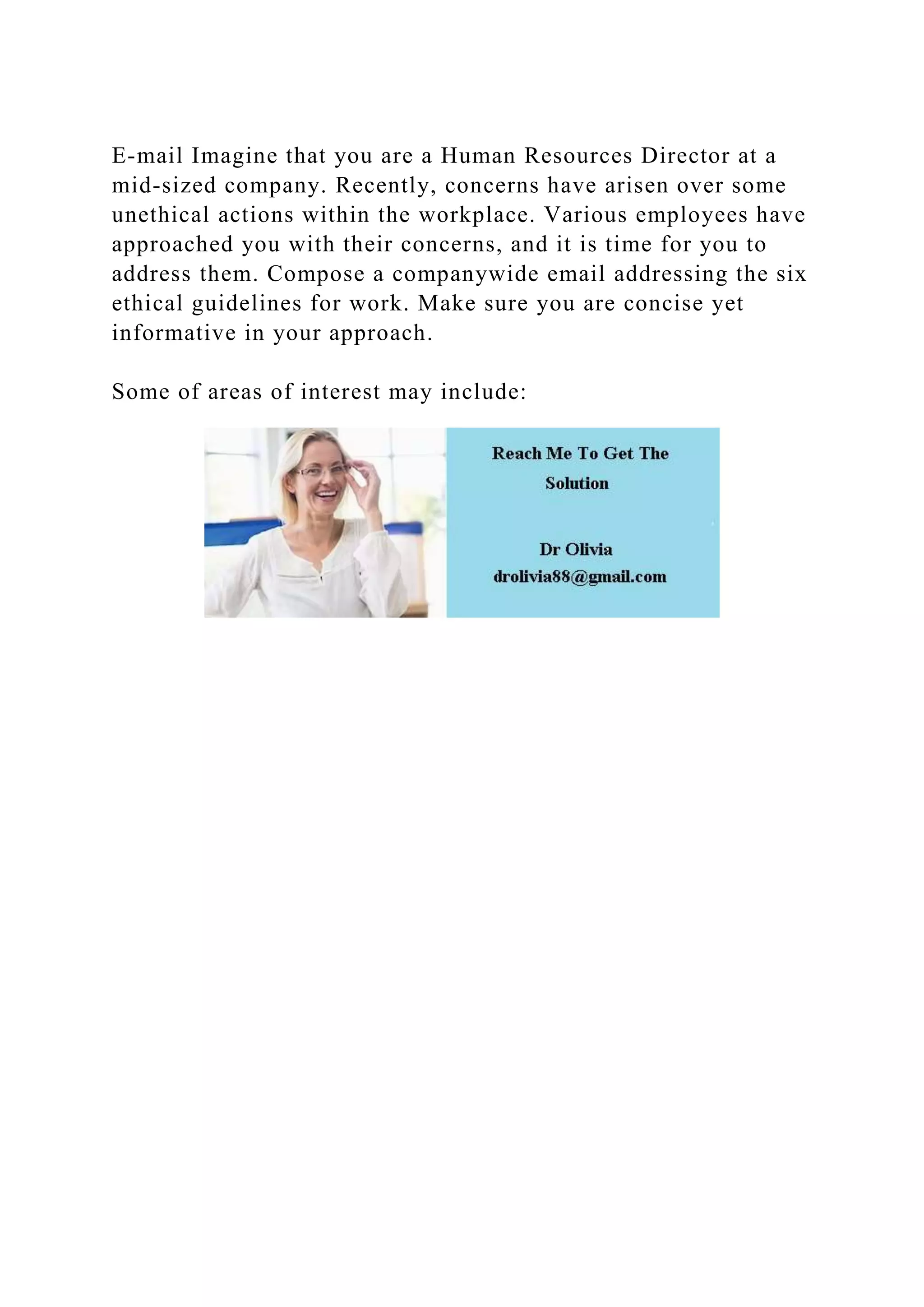 E-mail Imagine that you are a Human Resources Director at a mid-size.docx