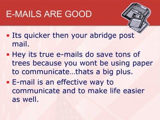 E Mails And Blogs (Advantages And Dis Advanteges 2003 | PPT