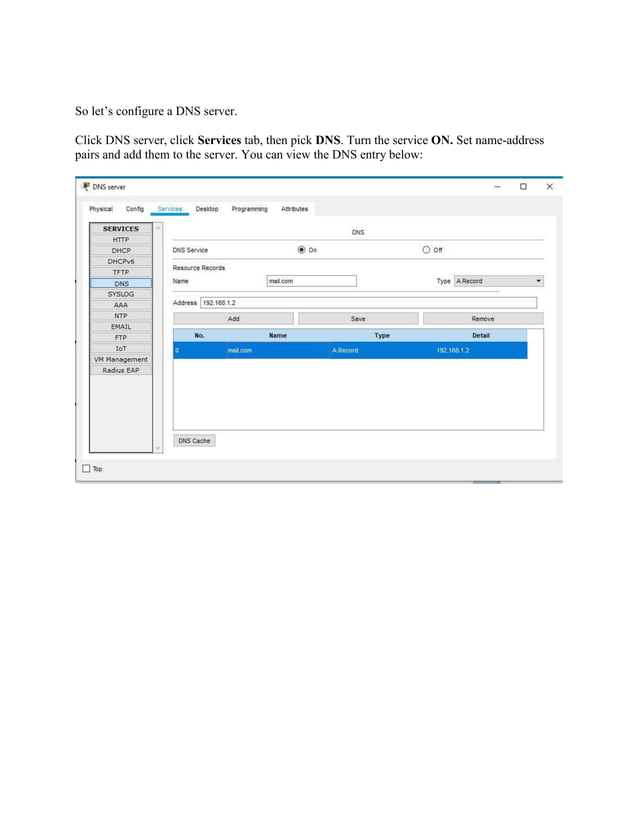 Email server configuration on cisco packet tracer | PDF