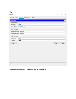 Email server configuration on cisco packet tracer | PDF