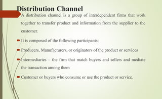 Distribution Channels and Marketing Intermediary in E marketing | PPTX