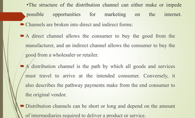 Distribution Channels and Marketing Intermediary in E marketing | PPTX ...