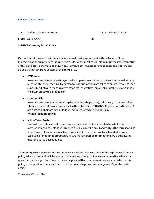 Memo Implementing New Policy - kropkowe-kocie