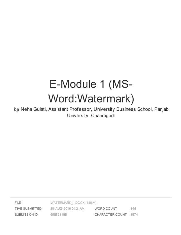 E-Module 1 (MS-Word Watermark) | PDF