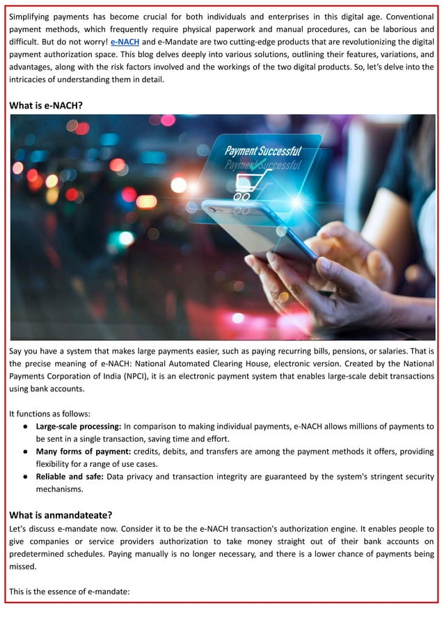 e-NACH & e-Mandate Explained_ Opening Routes For Digital Payment ...