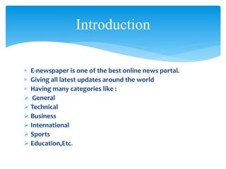 E newspaper online news portal | PPT