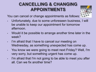 Make And Change Appointments And Arrangements | PPTX
