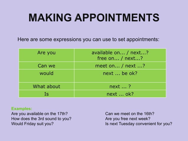 Make And Change Appointments And Arrangements | PPTX