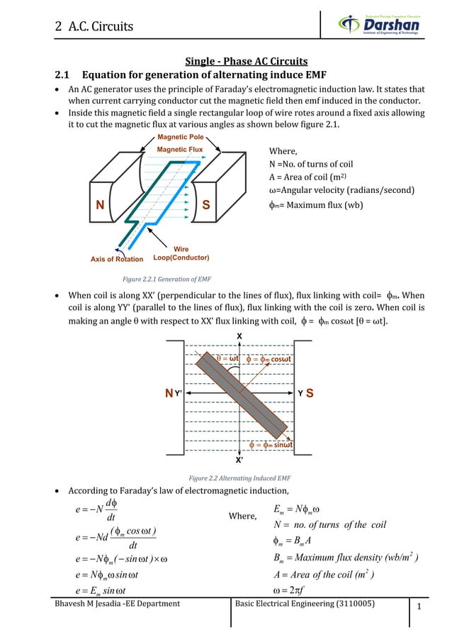 Basic Electrical Engineering- AC Circuit | PDF | Physics | Science
