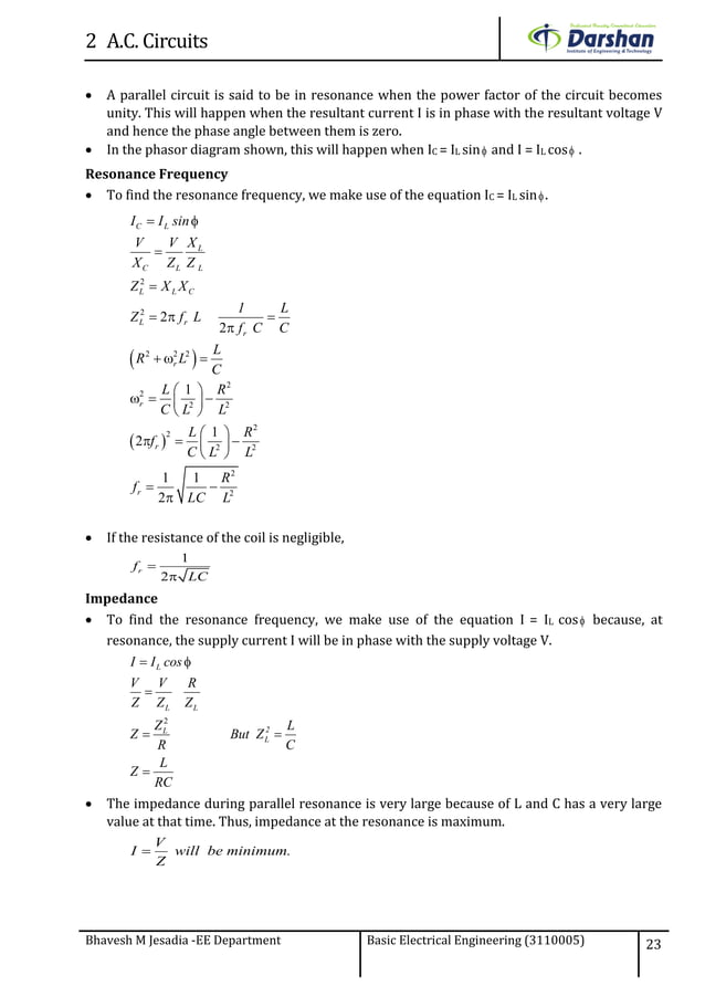 Basic Electrical Engineering- AC Circuit | PDF | Physics | Science