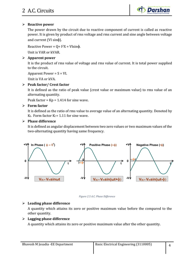 Basic Electrical Engineering- AC Circuit | PDF | Physics | Science