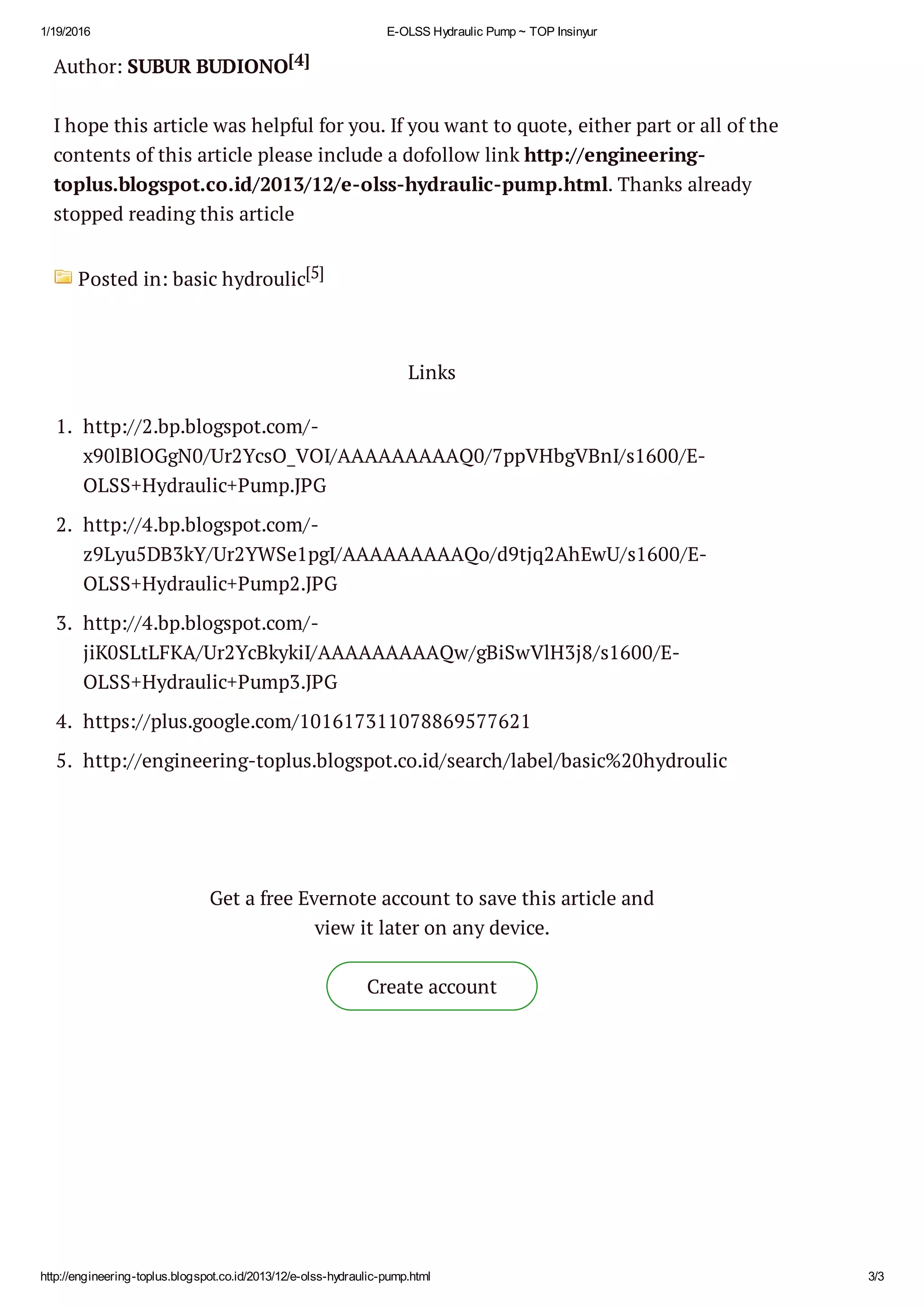 E olss hydraulic pump top insinyur | PDF