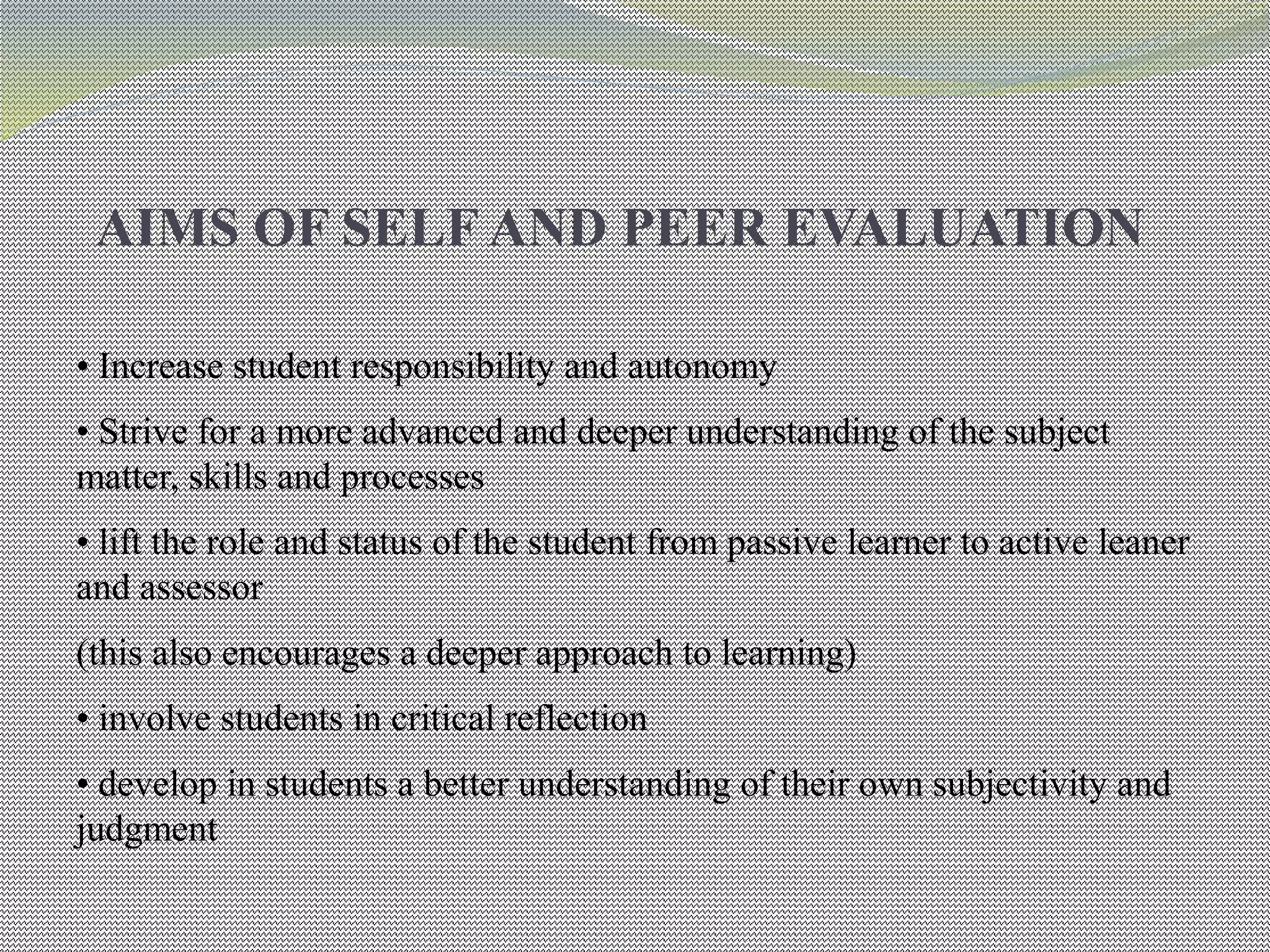 self and peer. evaluation | PPT
