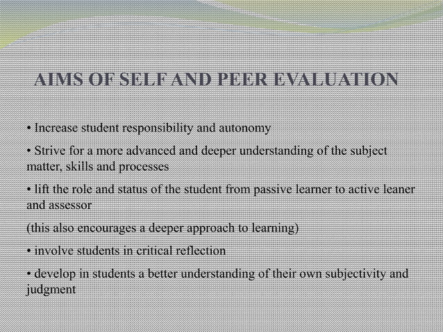 self and peer. evaluation | PPT