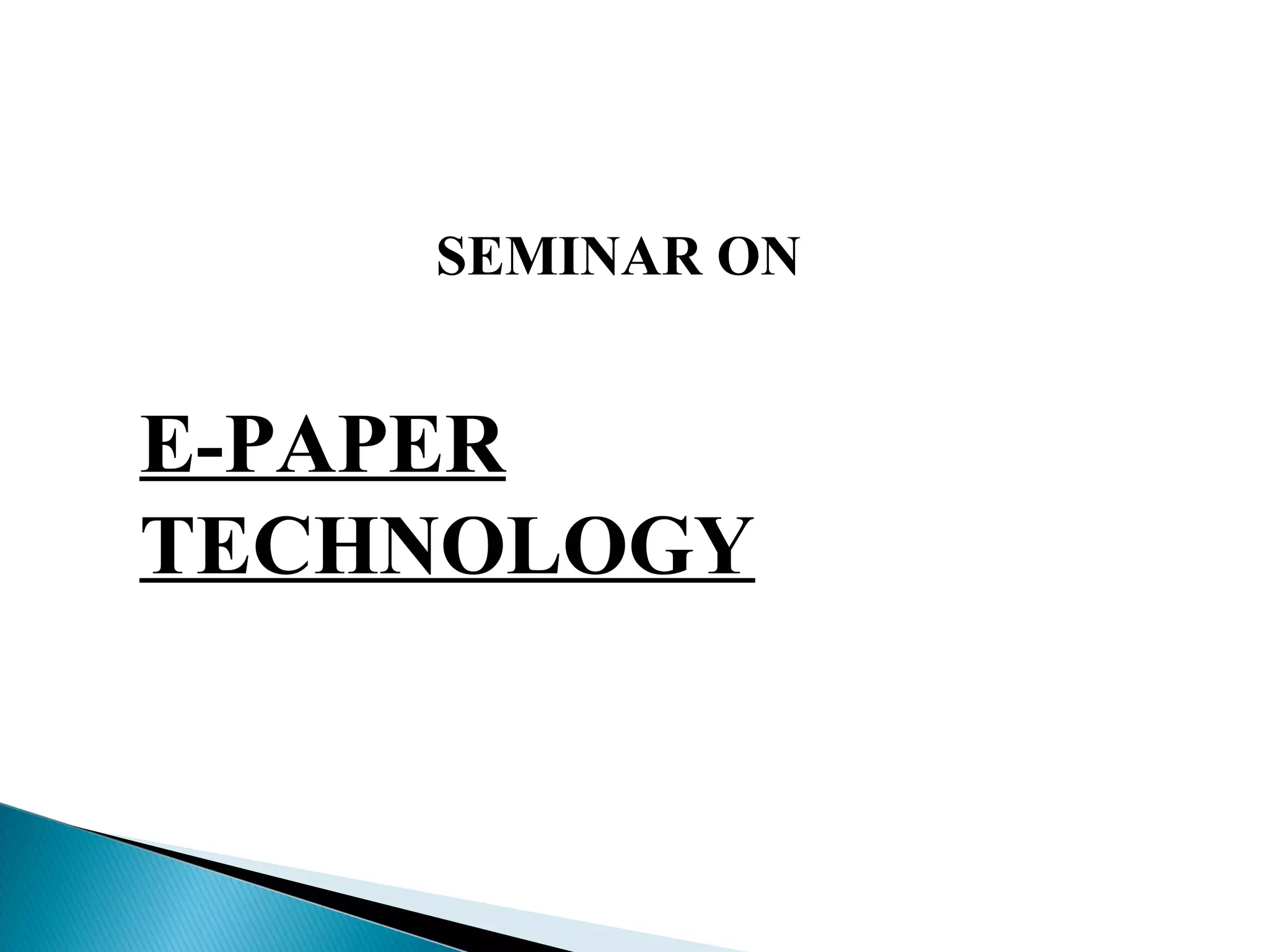 E-PAPER TECHNOLOGY | PPT