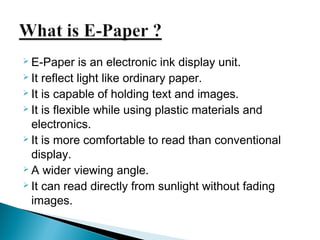 E-PAPER TECHNOLOGY | PPT