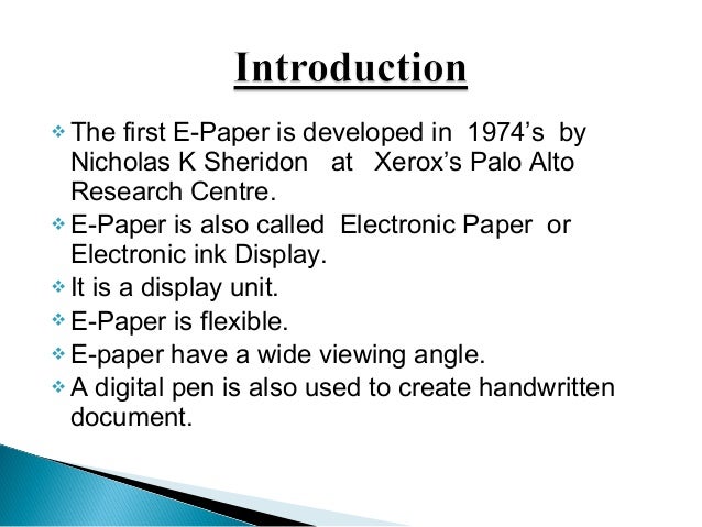 E-PAPER TECHNOLOGY