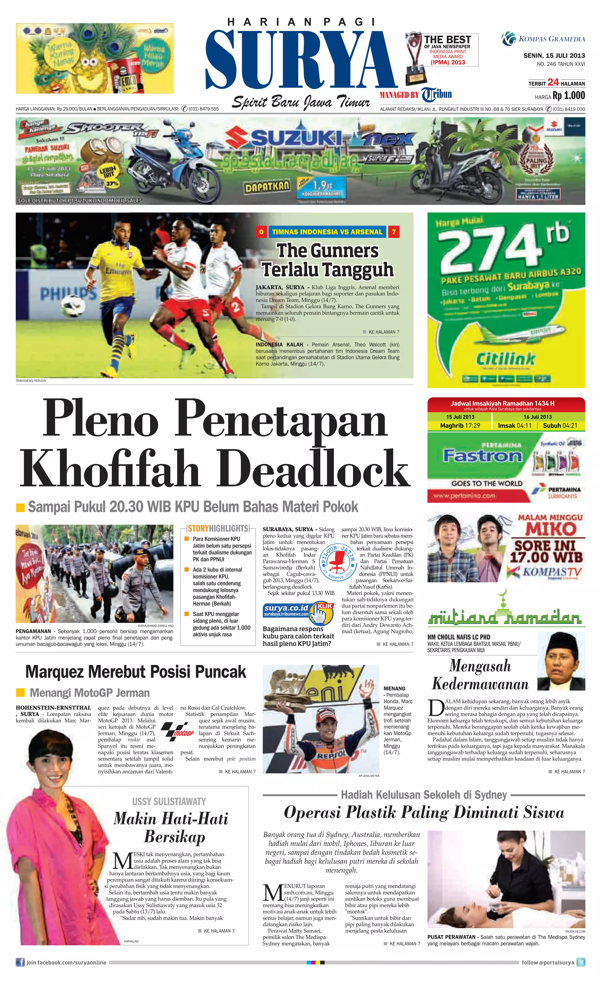 Epaper Surya 15 Juli 2013 | PDF