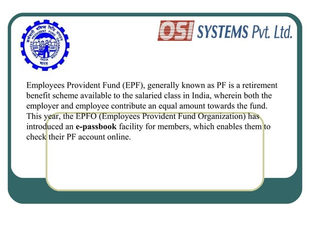 E passbook presentation for employer | PPT