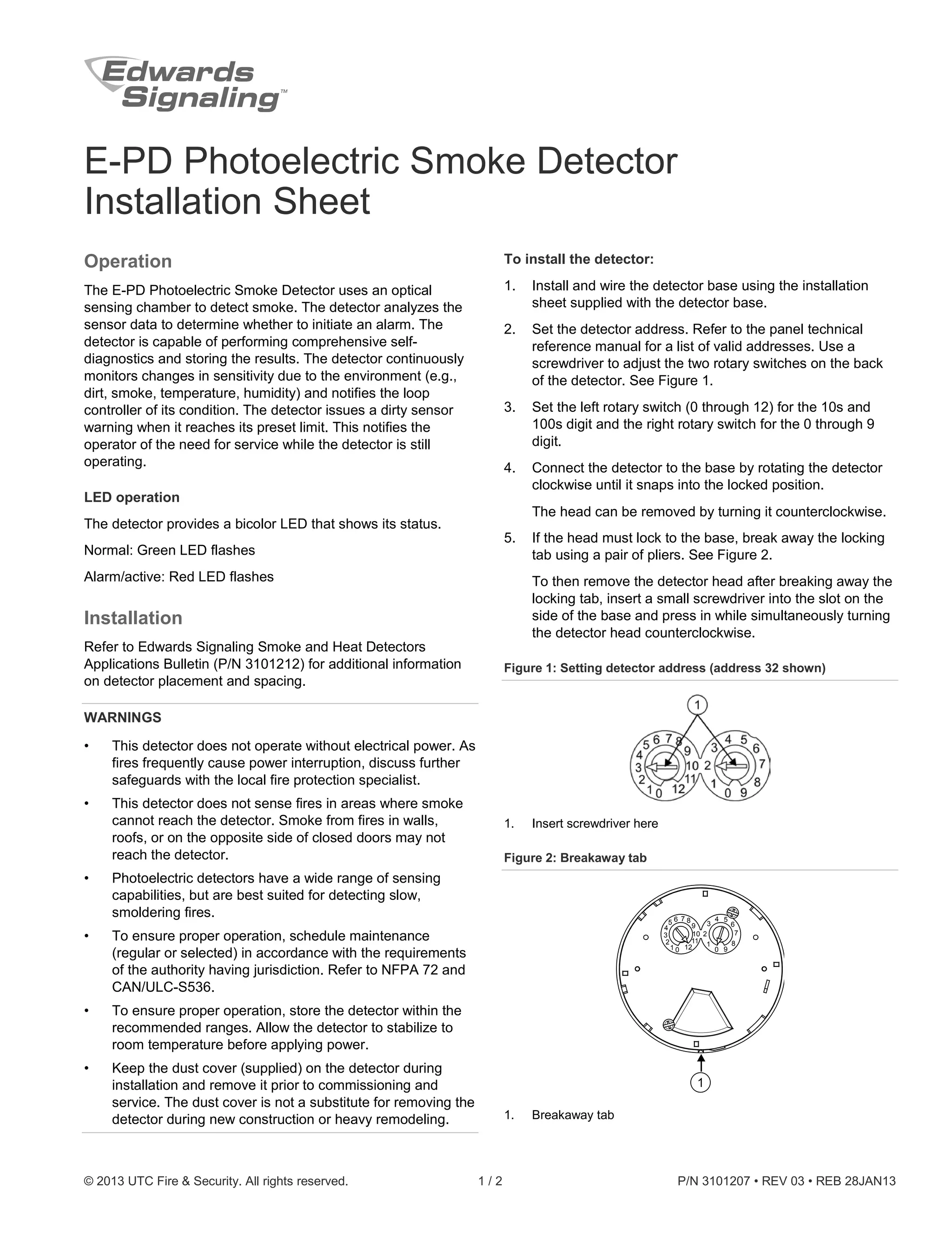 Edwards Signaling E-PD Installation Manual | PDF