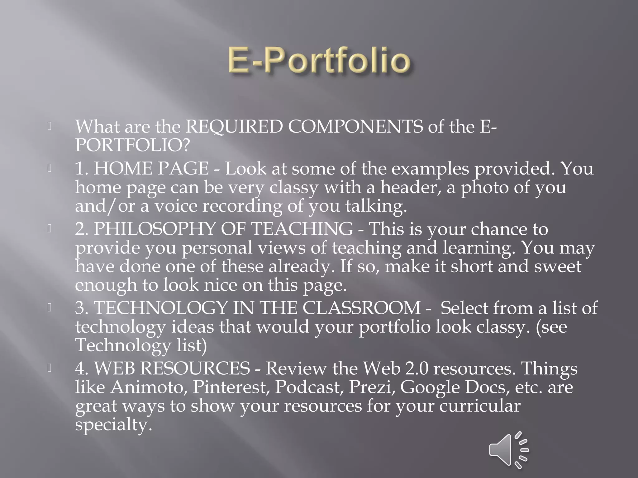 E portfolio Design and Creation | PPT