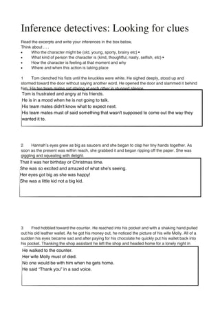 E portfolio - reading inferring teana | PDF