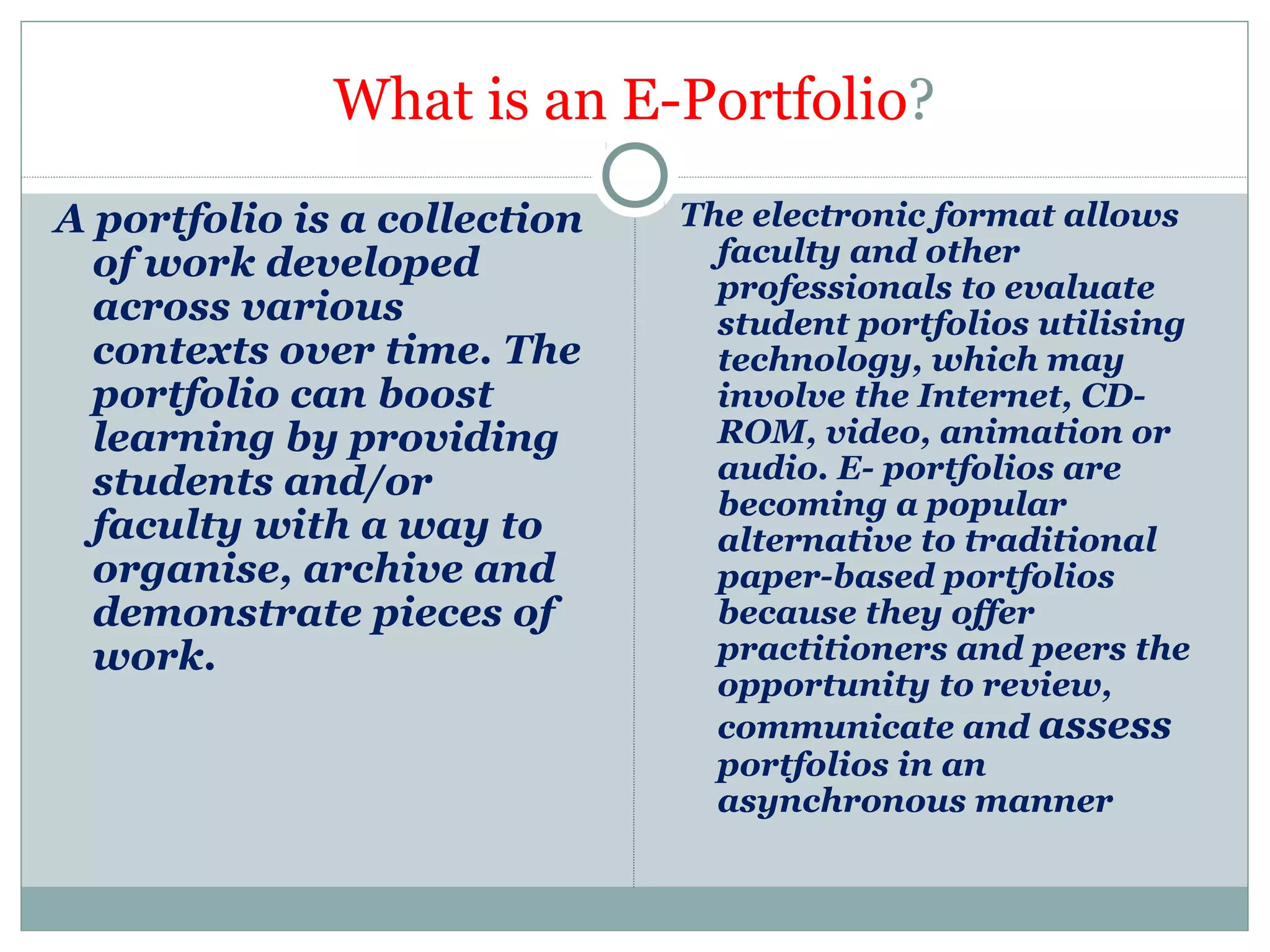 E portfolio presentation | PPT