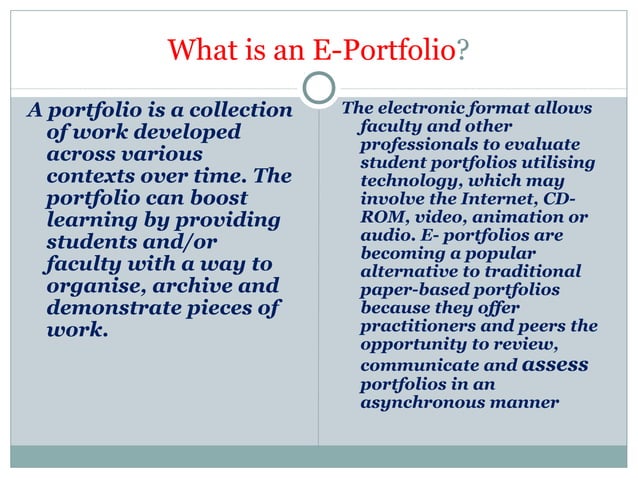 E portfolio presentation | PPT