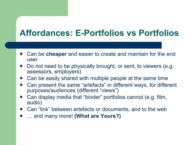 An Introduction to E-Portfolios | PPT
