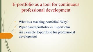 E-Portfolios for Continuous Professional Development | PPT