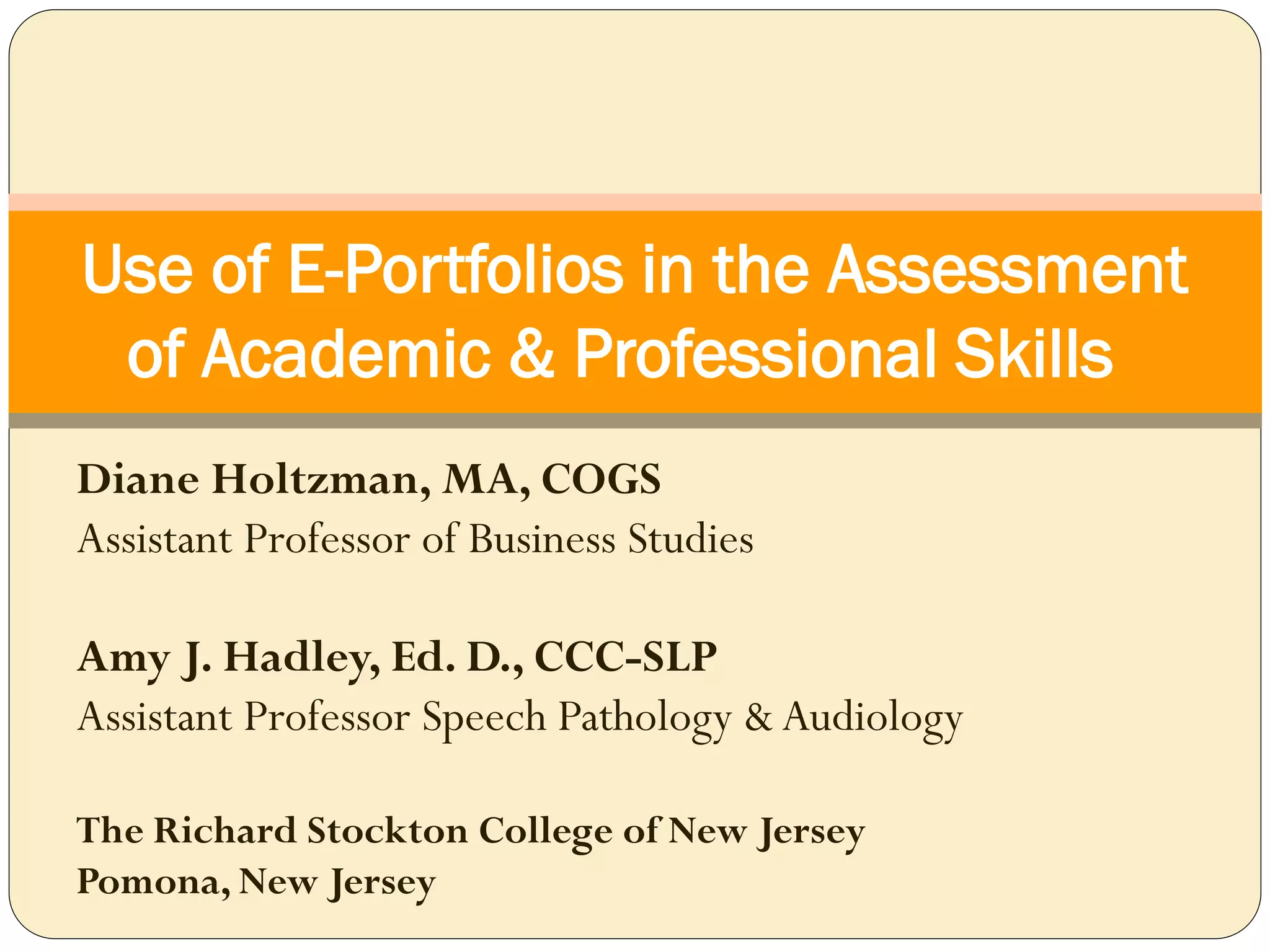 E Portfolios In Assessment Holtzman & Hadley | PDF
