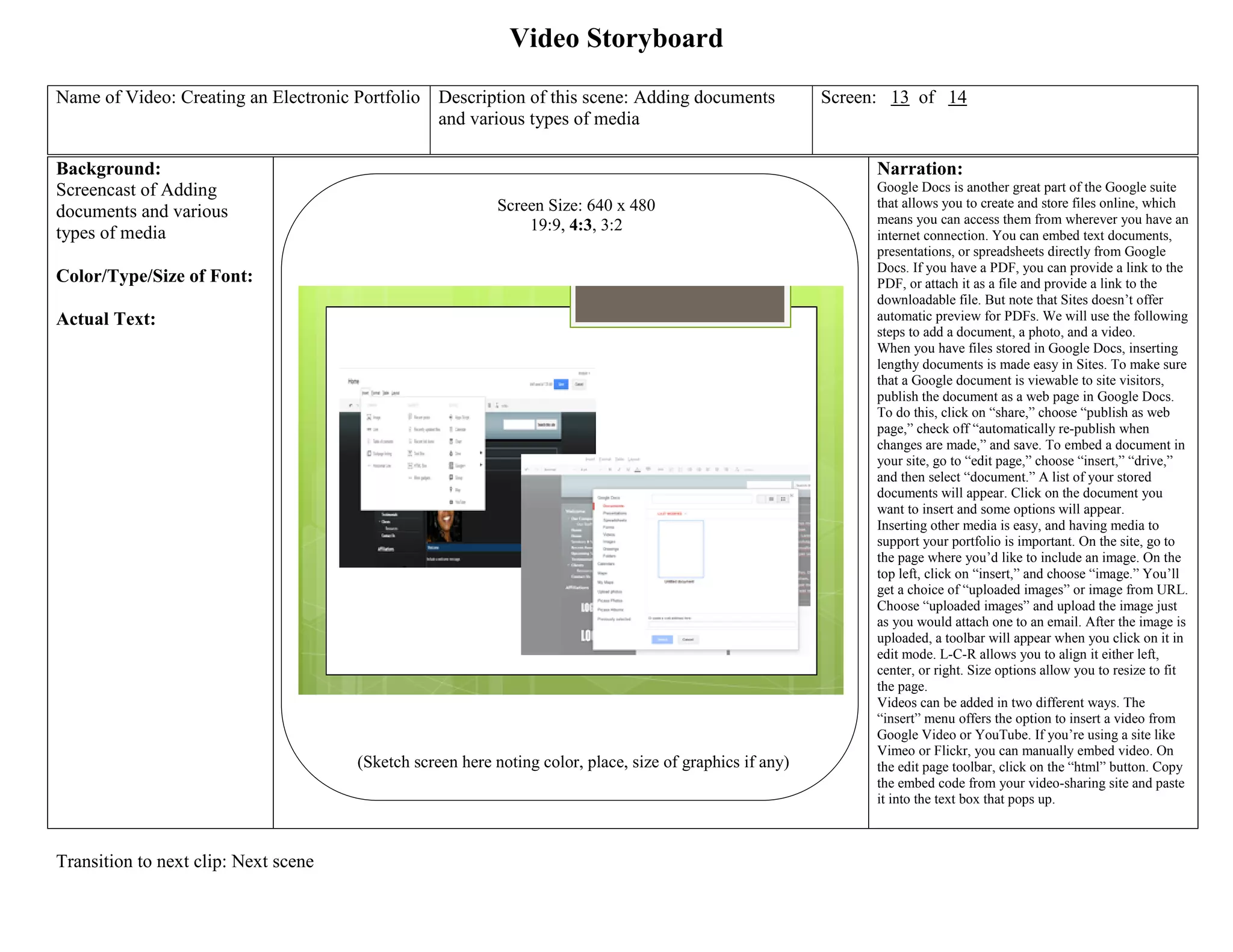 E portfolio storyboard | PDF