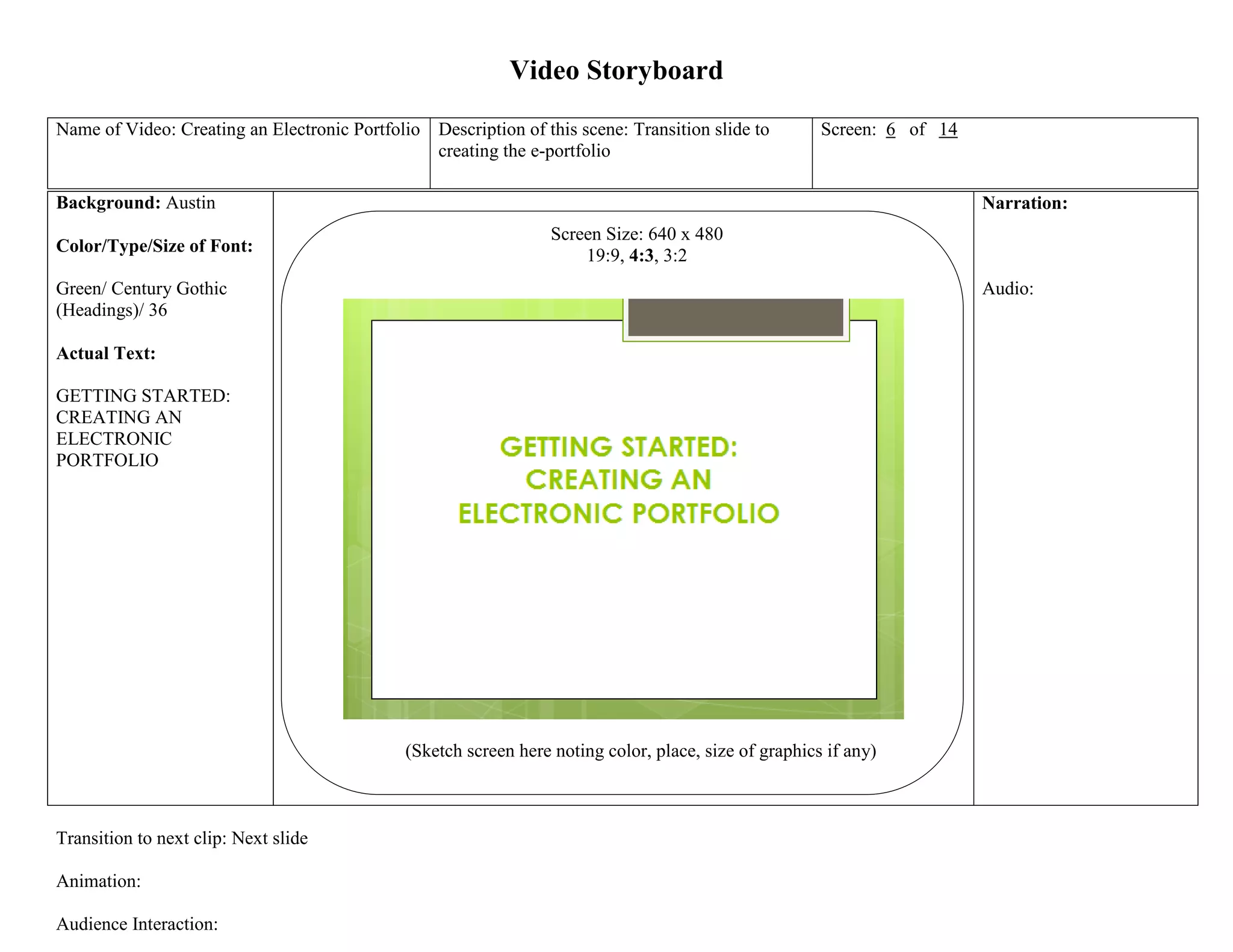 E portfolio storyboard | PPT