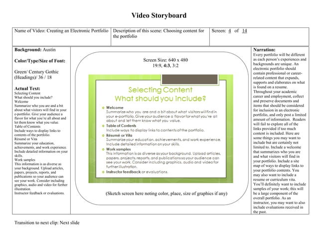 E portfolio storyboard | PPT