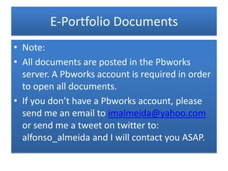 E portfolio tutorial | PPTX