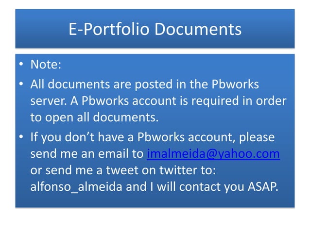 E portfolio tutorial | PPTX