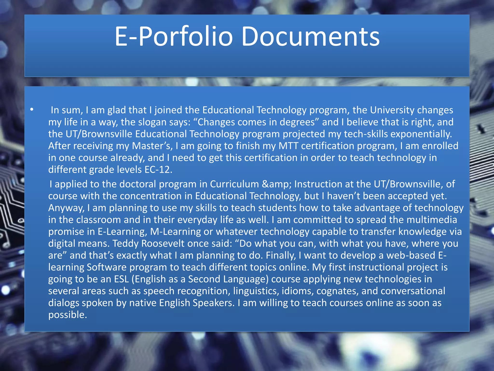 E-portfolio tutorial AA | PPTX