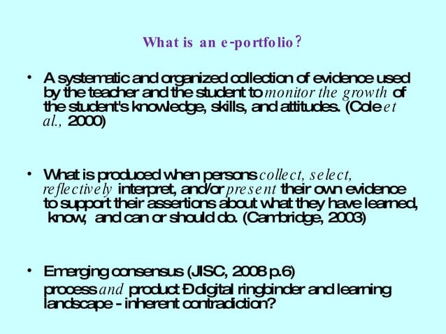 Implementing successful e-portfolio-based learning | PPT