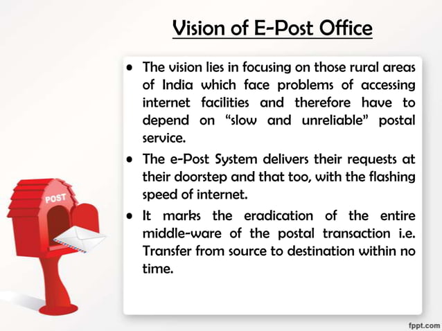 E post office system | PPTX | Business | Business and Finance